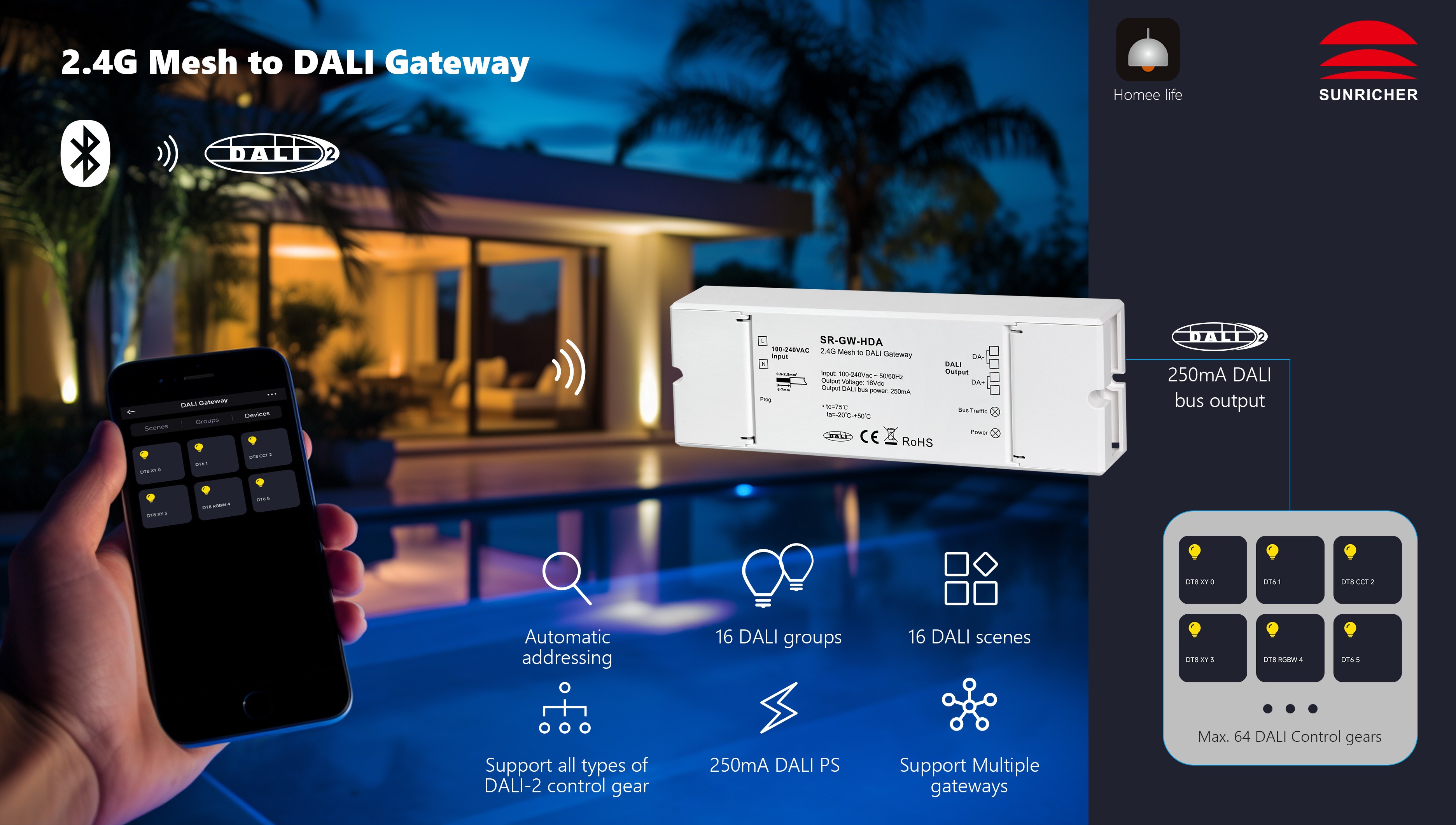 Homeelife APP Wireless to DALI Gateway SR-GW-HDA