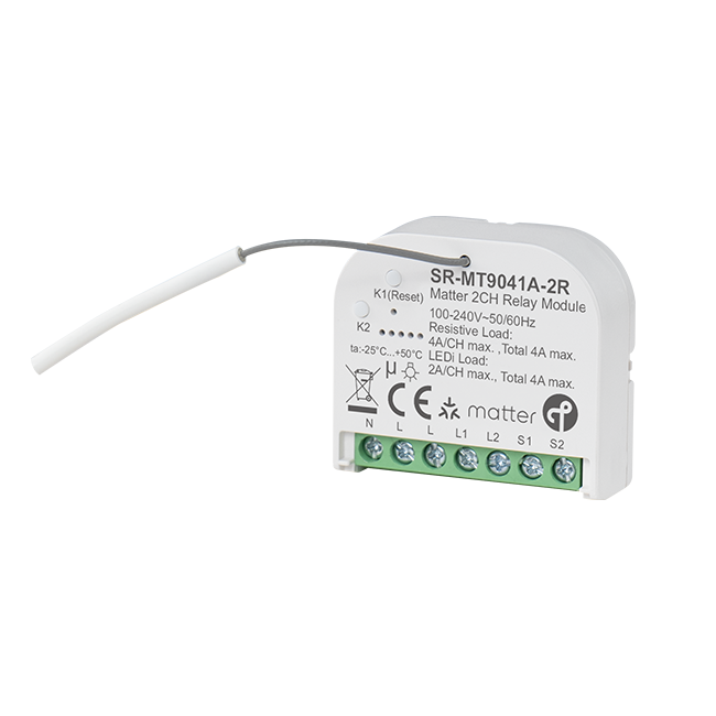 Matter Over Thread 2CH Smart Relay SR-MT9041A-2R