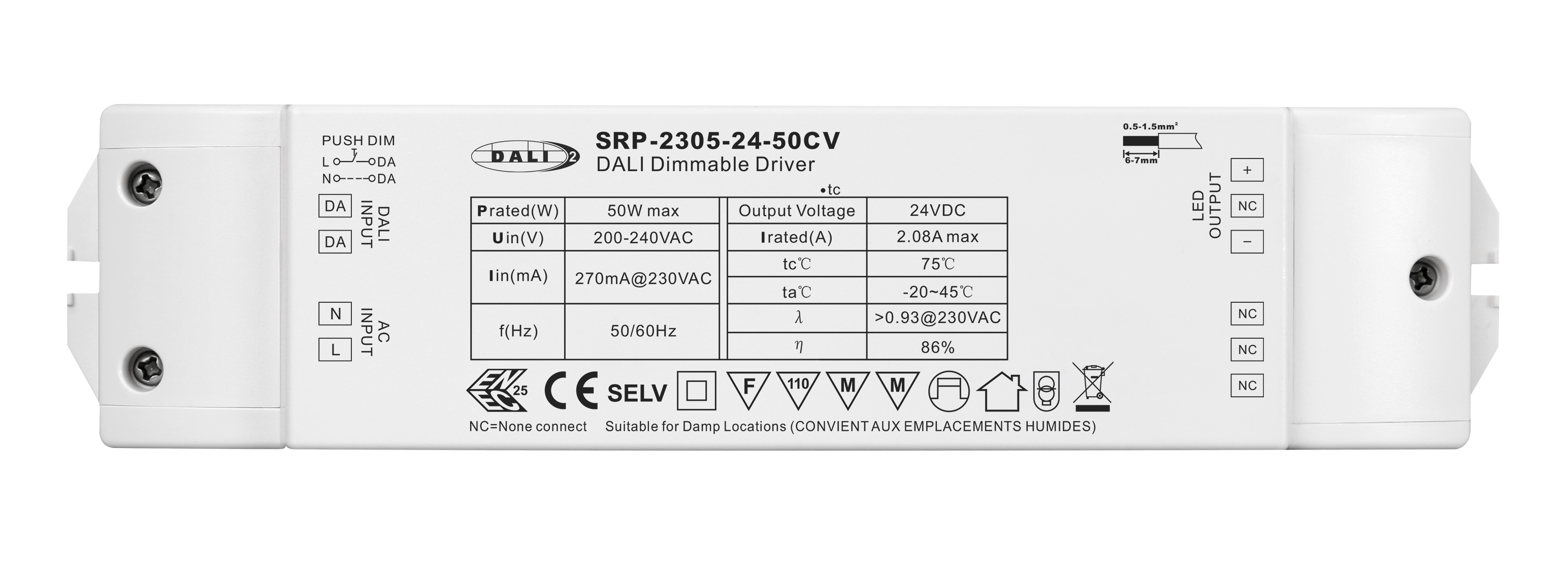 50W DALI LED Driver(Constant Voltage) SRP-2305-24-50CV