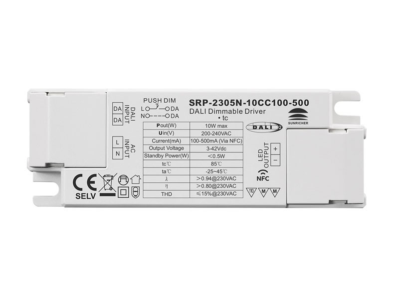 10W NFC Programmable DALI DT6 LED Driver (Constant Current) SRP-2305N-10CC100-500