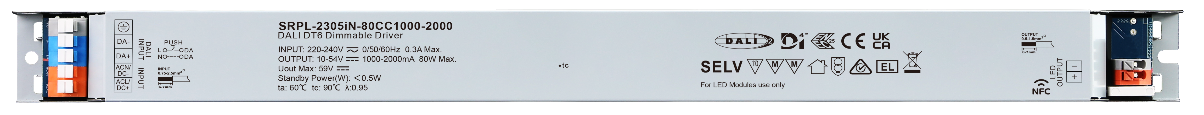 80W DALI D4i DT6 NFC LED Driver (Constant Current) SRPL-2305iN-80CC1000-2000