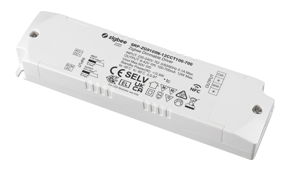 12W NFC Constant Current ZigBee Tunable White LED Dimmable Driver SRP-ZG9105N-12CCT100-700