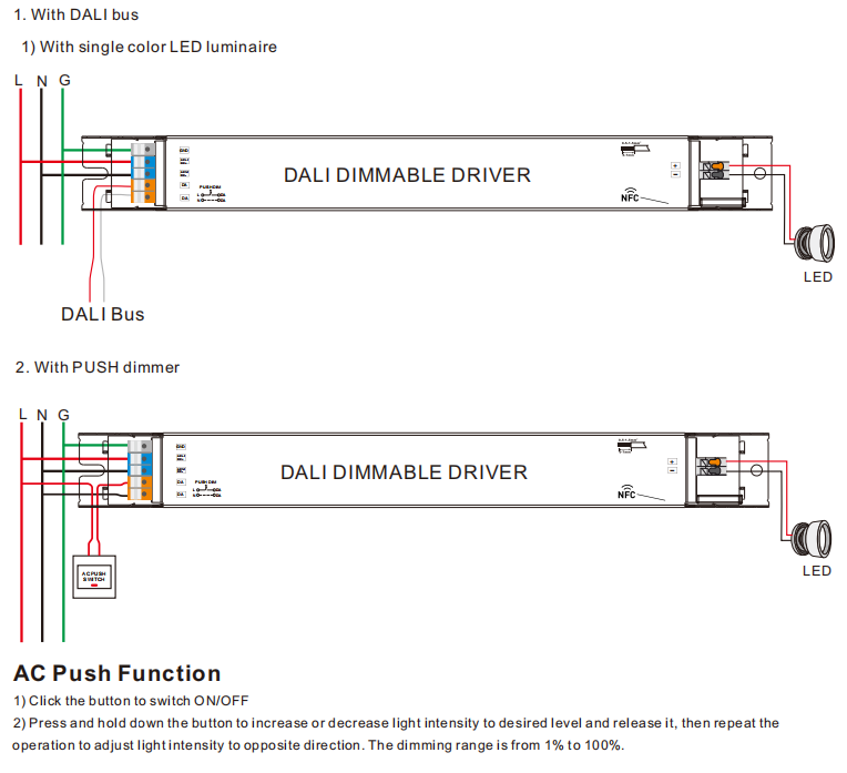40W NFC Programmable DALI DT6 Non-SELV Long Metal Casing LED Driver ...